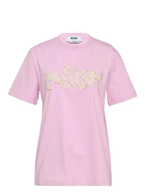 MSGM Logo Embroidered Short-sleeve Jersey T-shirt - Pink