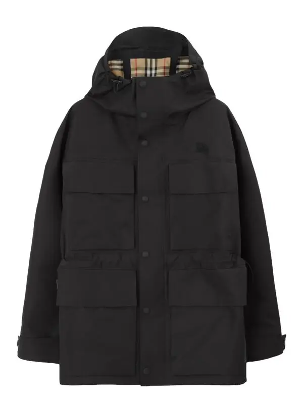 Burberry Patch-pocket Hooded Parka Coat - Black