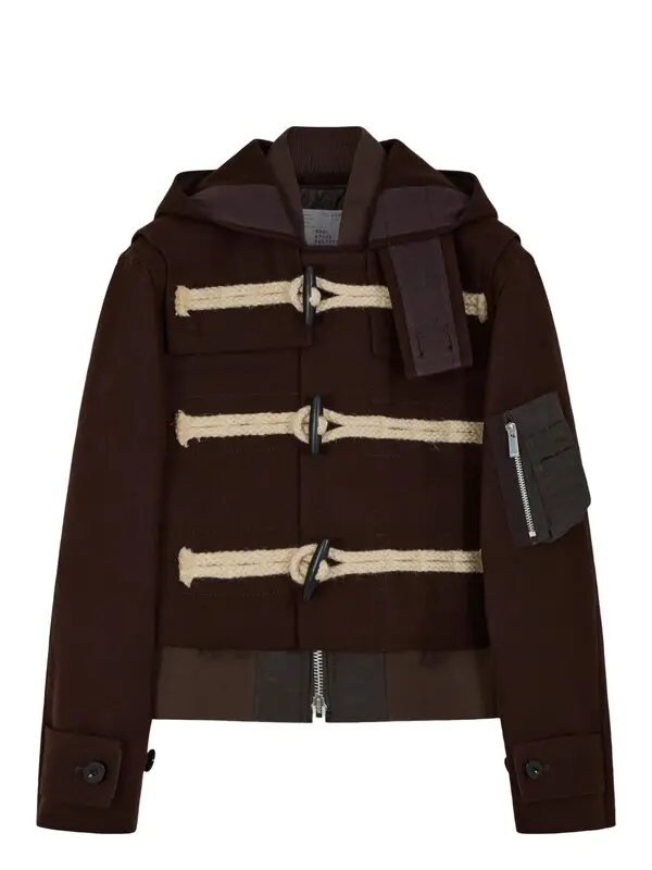 Sacai Toggle-fastening Hooded Jacket - Brown
