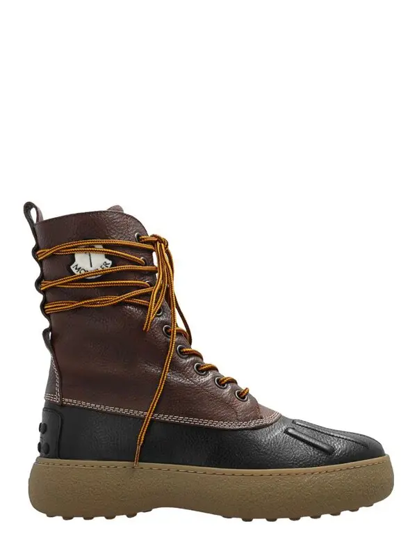 Moncler X Palm Angels Logo Patchwork Lace-up Boots - Black