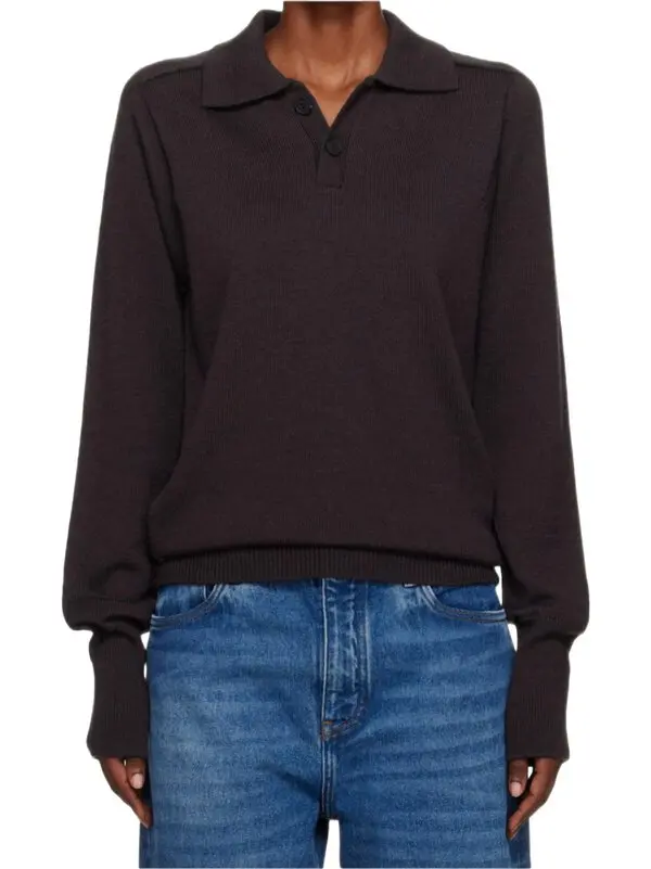 Studio Nicholson Sark Knit Polo Shirt - Black