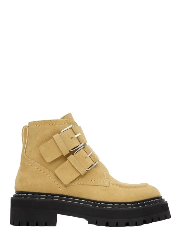 Proenza Schouler Round-toe Buckled Ankle Boots - Nude