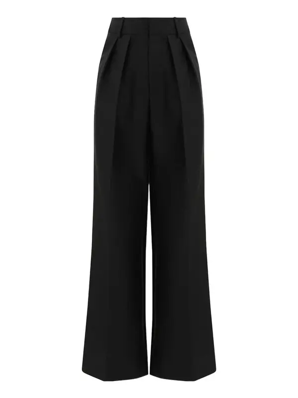 Zimmermann Pleated Wool Wide-leg Pants - Black