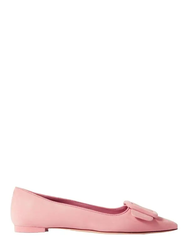 Manolo Blahnik Pointed Toe Buckled Flats - Pink