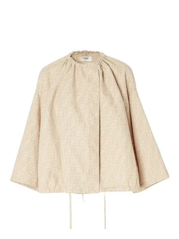 Fendi Ff Chambray Drawstring Jacket - Beige