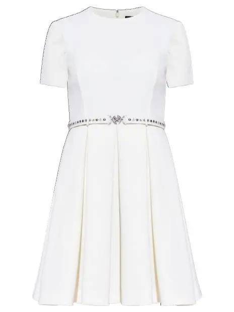 Versace Short-sleeved Belted Dress - White