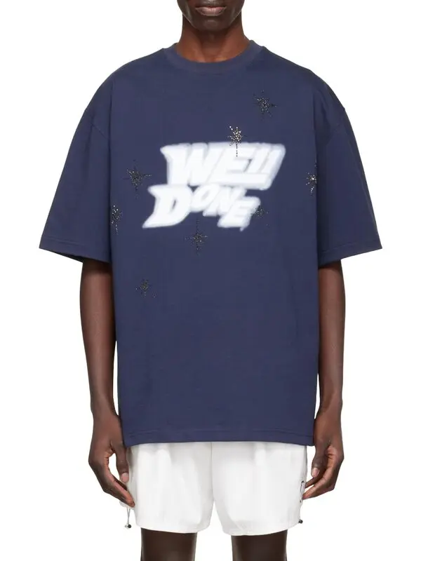 We11Done Logo Details Short-sleeved T-shirt - Blue