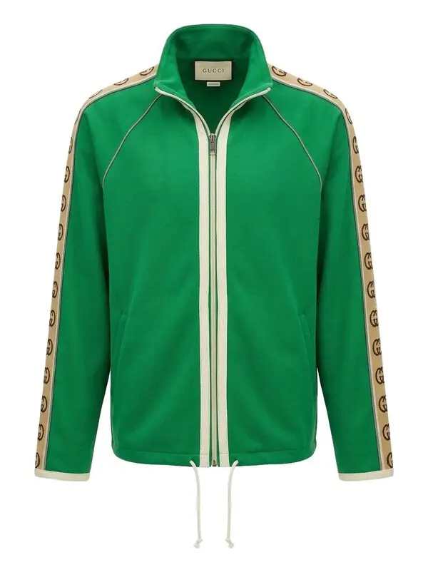 Gucci Logo Stripe Zip-front Jacket - Green
