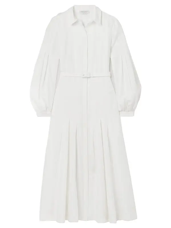 Gabriela Hearst Long Sleeve Belted Maxi Dress - White