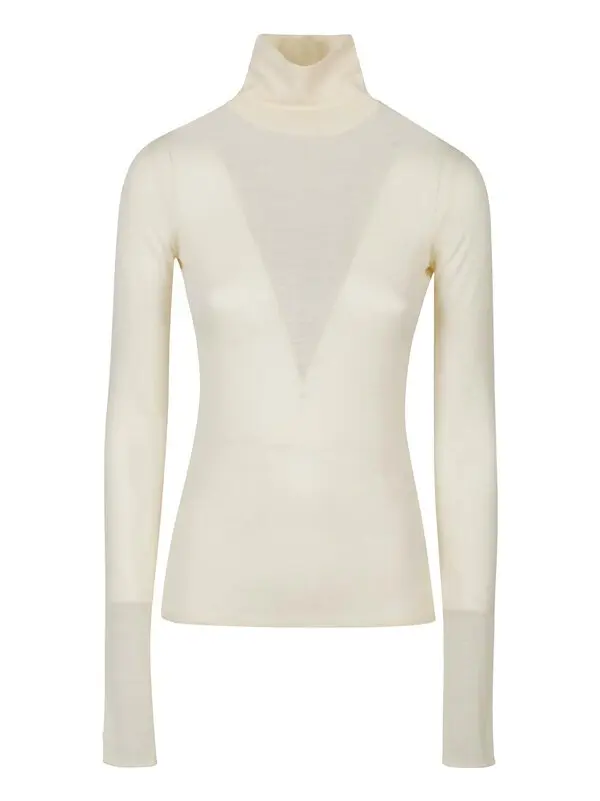 Patrizia Pepe Long Sleeve Turtleneck Sweater - White
