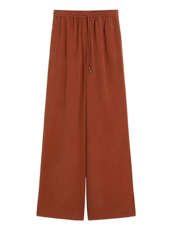 Max Mara Wide-leg Silk Trousers - Terracotta