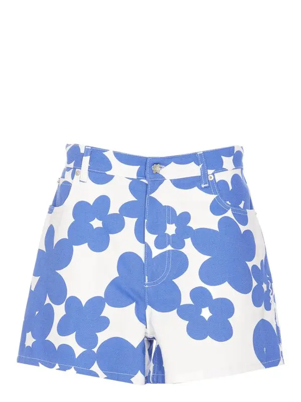 Marni Floral Print Belted Shorts - Blue