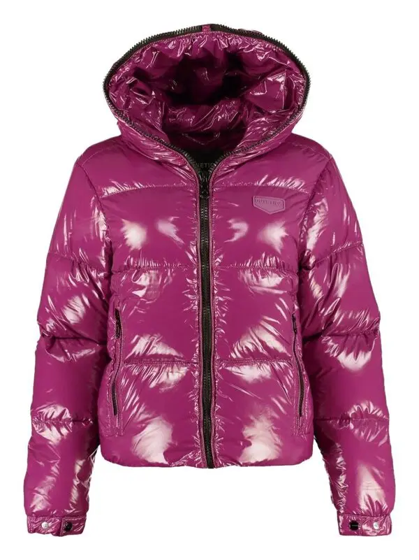 Duvetica Hooded Zip Up Quilted Down Jacket - Pink