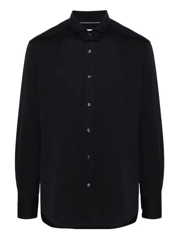 Brunello Cucinelli Spread-collared Buttoned Shirt - Black