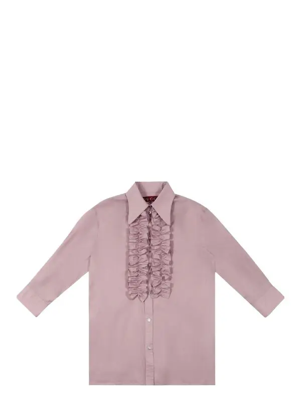 Gucci Cotton Muslin Shirt With Ruffle Trim - Lilac