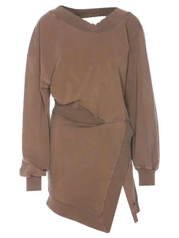Attico Asymmetric Cut-out Mini Dress - Brown