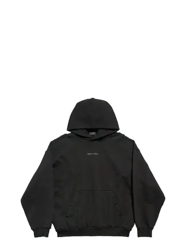 Balenciaga Logo Printed Hoodie - Black