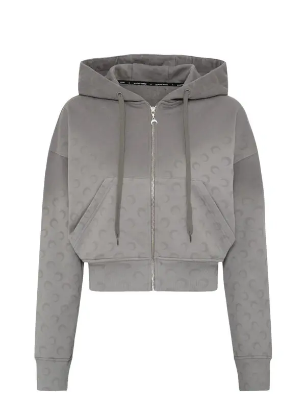 MARINE SERRE Moon-pattern Zip-up Hoodie - Gray