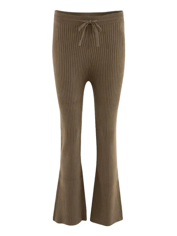 Nanushka Ribbed Knitted Cropped Pants - Brown