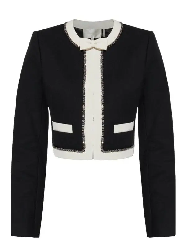 LoveShackFancy Cropped Blazer With Bow Detail - Black
