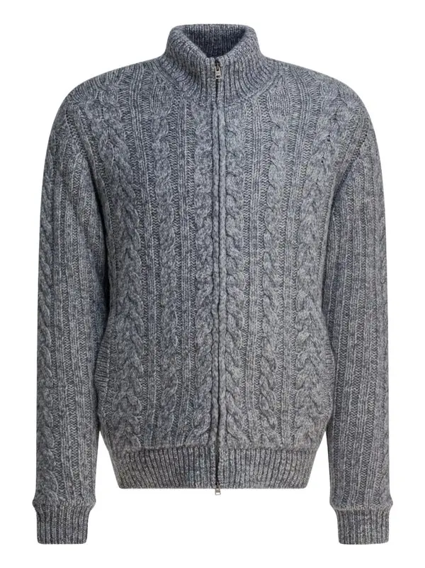 Herno Zip-up High Neck Cropped Sweater - Gray