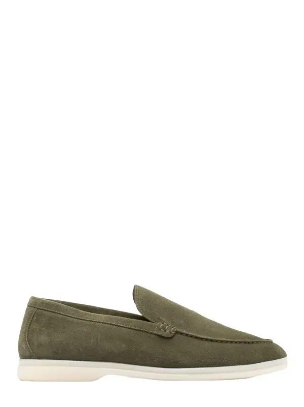 SCAROSSO Round Toe Suede Loafers - Green