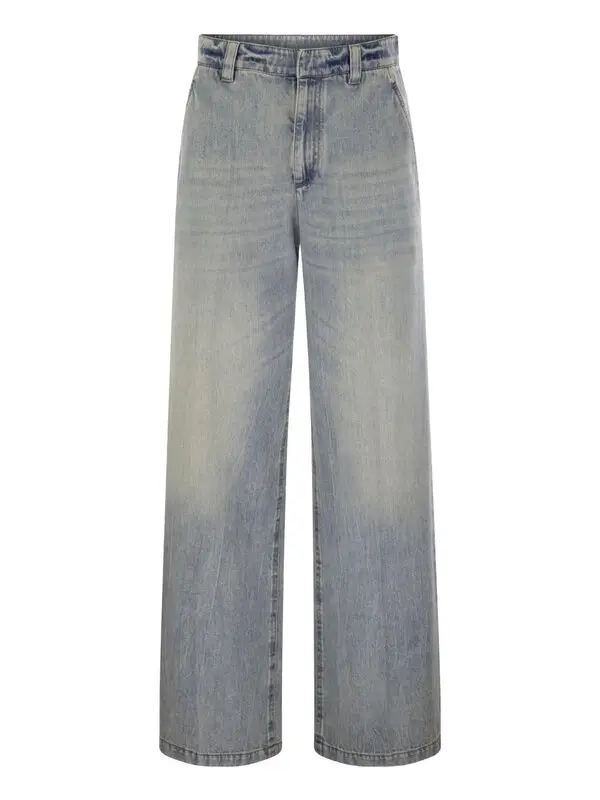 Brunello Cucinelli Embellished Soft Denim Low Slung Trousers - Gray