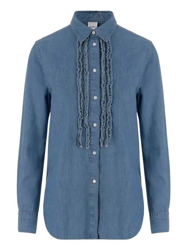 Aspesi Long-sleeved Shirt With Frills - Blue