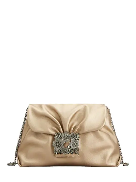 ROGER VIVIER Efflorescence Mini Clutch In Leather - Golden