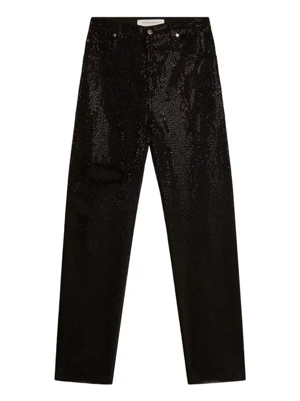 GOLDEN GOOSE Embellished Distressed Trousers - Black