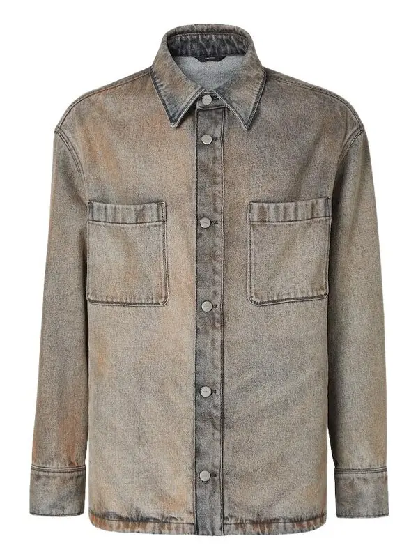 Fendi Long Sleeved Overdyed Denim Shirt - Gray