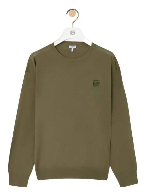 Loewe Long-sleeved Crew Neck Sweater With Puzzle Embroidery - Sage