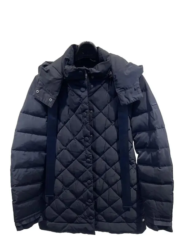 Emporio Armani Hooded Quilted Down Jacket With Ribbon Detail - Black