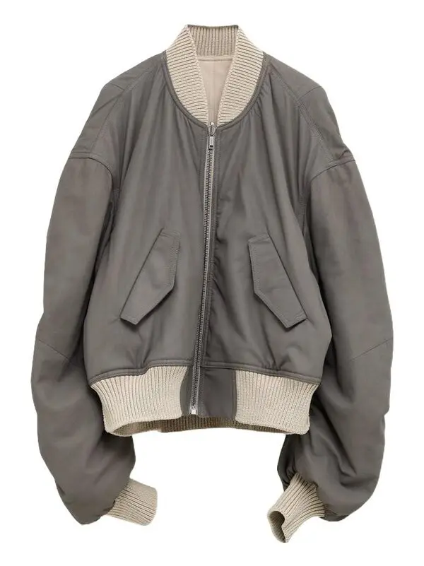 Rick Owens Temple Secchia Oversized Bomber Jacket - Gray
