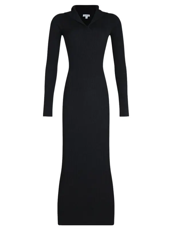 Alaïa Hooded Ribbed V-neck Maxi Dress - Black