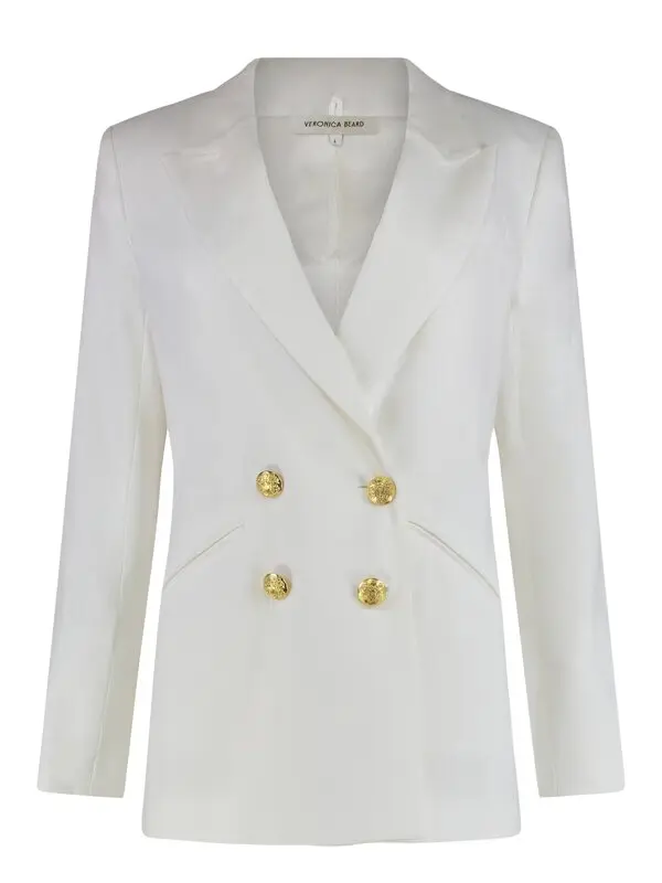 Veronica Beard Double-breasted Tailored Blazer - White