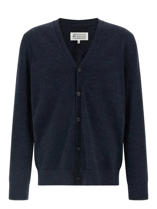 MAISON MARGIELA V-neck Cardigan With Elbow Patches - Blue