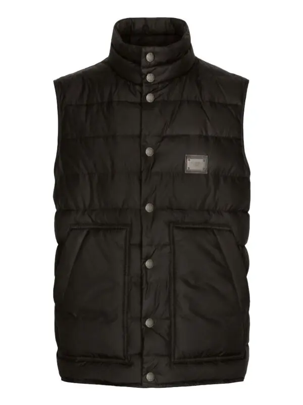 Dolce & Gabbana Logo Plaque High-neck Padded Gilet - Black