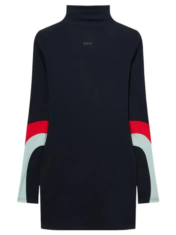 Off-White Color-block High Neck Mini Dress - Black