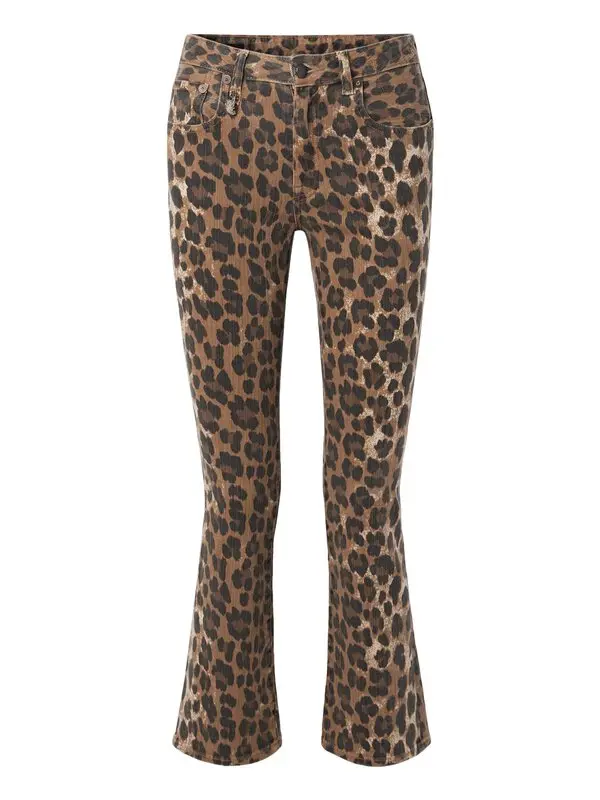 R13 Kick Fit Jeans - Stonewashed Leopard Print
