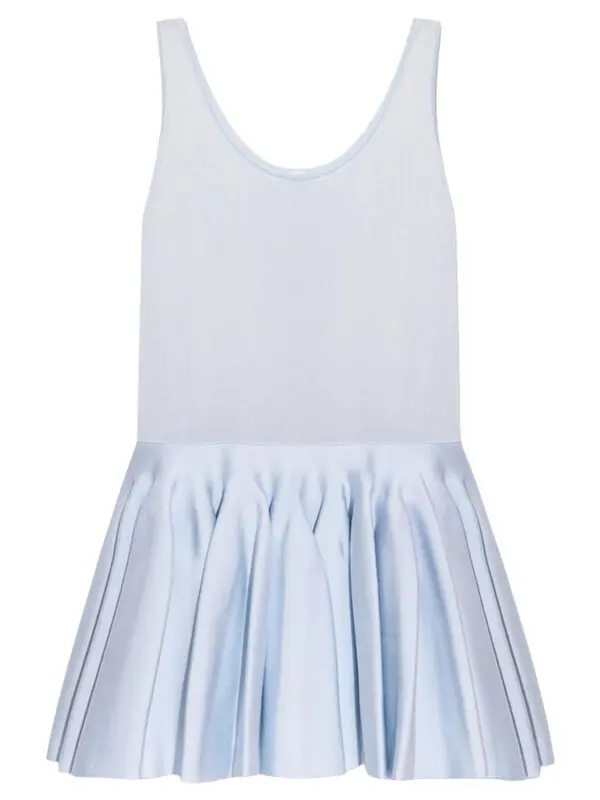 Alaïa Sleeveless U-neck Dress With Pleated Trumpet Hem - Light Blue
