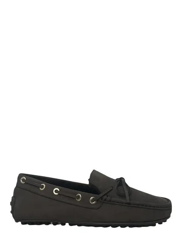 TOD'S Round Toe Slip-on Loafers With Drawstring - Black