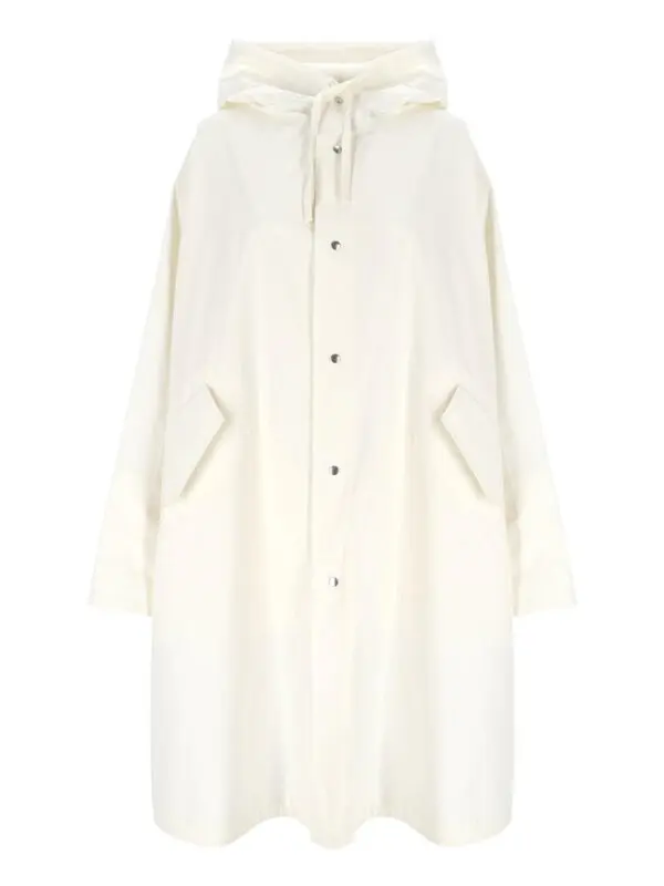 JIL SANDER Logo Printed Drawstring Coat - White
