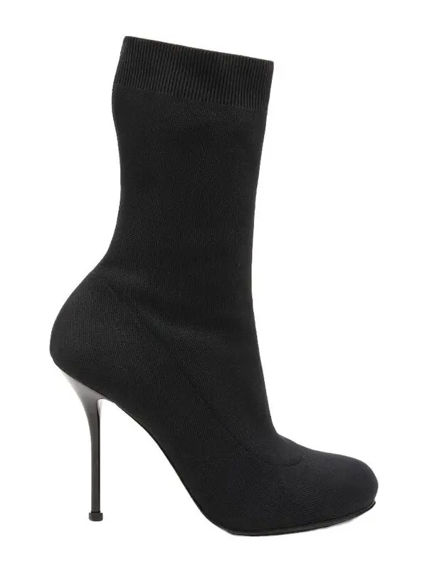 Alexander McQueen Rib-knit Stiletto Ankle Boots - Black