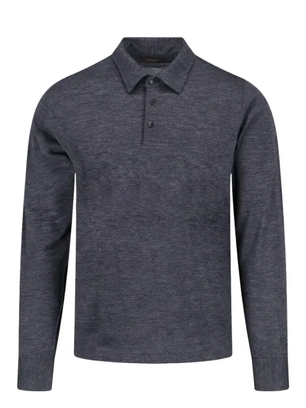 ZANONE Long Sleeved Polo Shirt - Charcoal