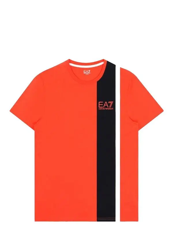 EA7 Logo Printed T-shirt With Round Neck - Orange