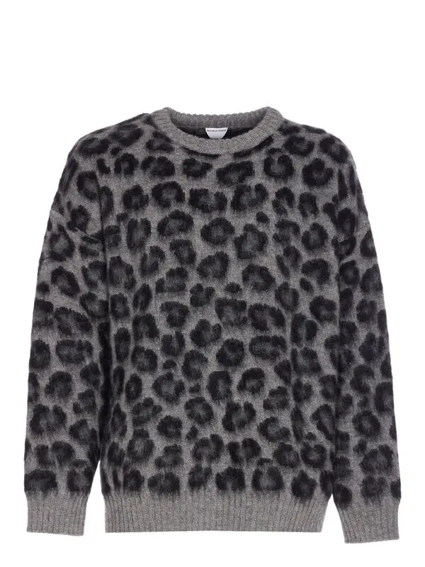 Bottega Veneta Leopard Print Crewneck Jumper - Black