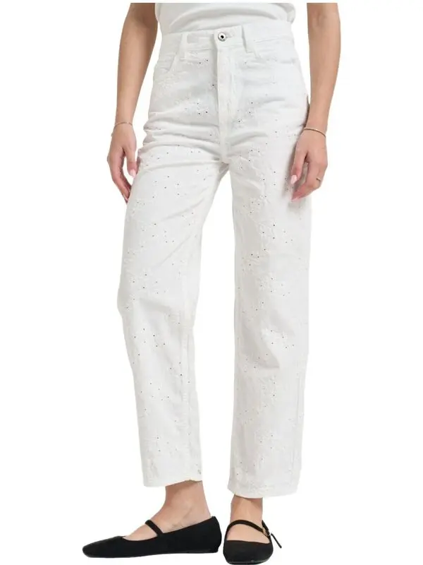 Liu Jo Straight Leg Embroidered Pants - White