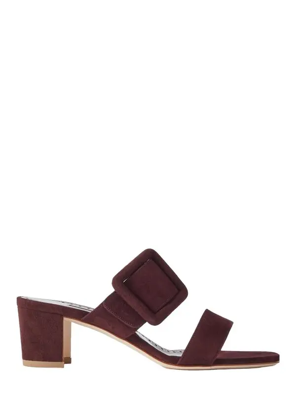 Manolo Blahnik Maysalebi" Suede Buckled High Heel Sandals - Red
