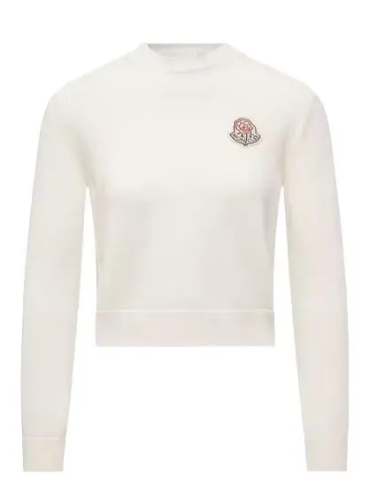 Moncler Logo Patch Crewneck Jumper - White